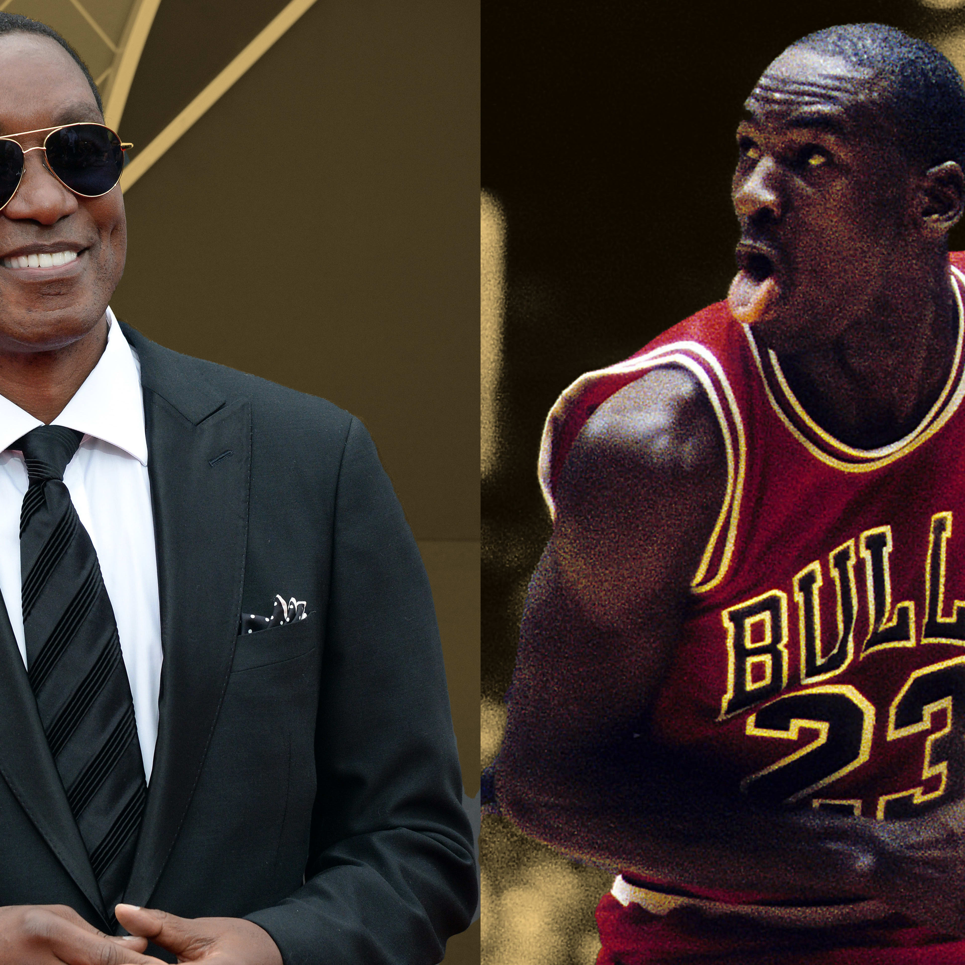 Michael Jordan's reaction after Isiah Thomas helped him get to 40 points in the 1988 ASG ...